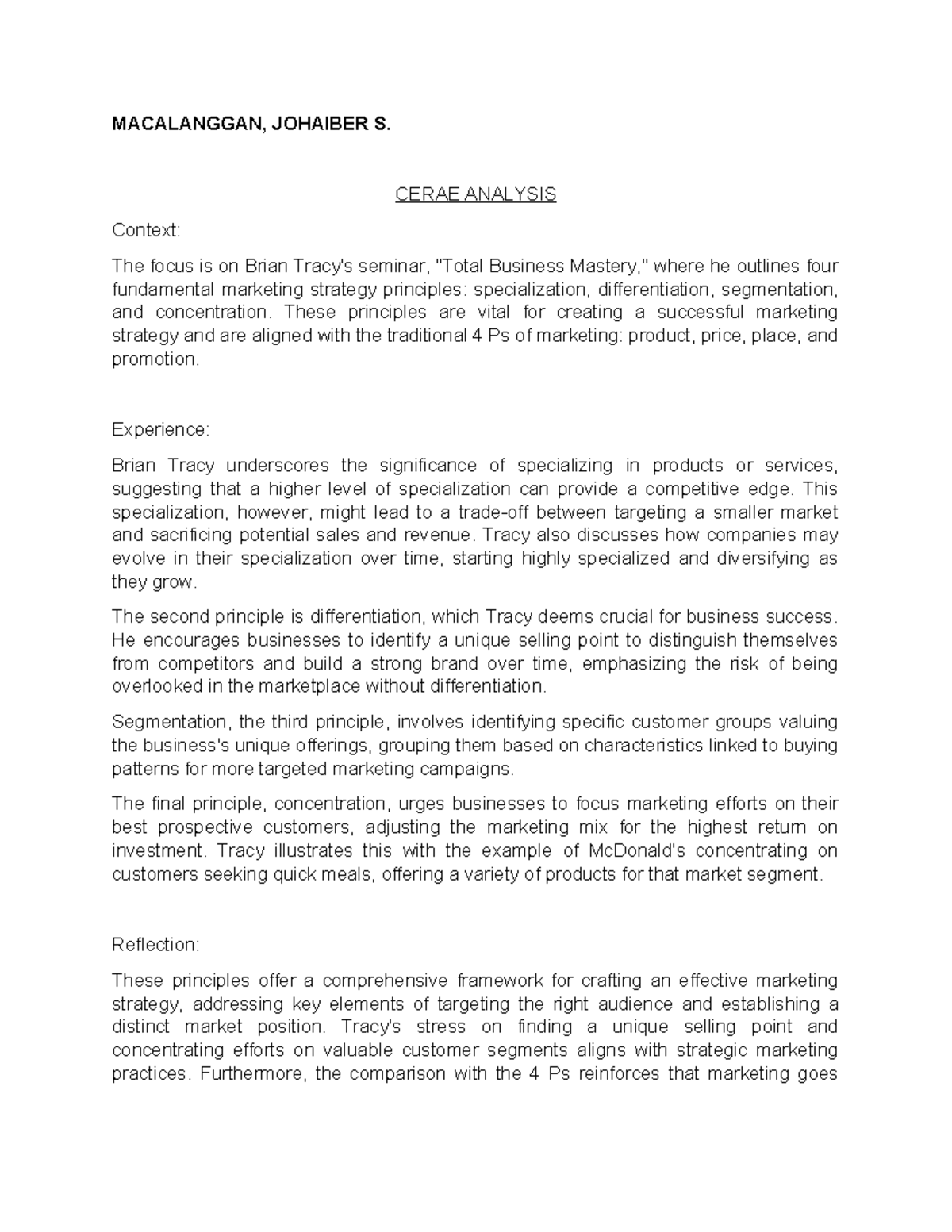 Cerae Analysis - MACALANGGAN, JOHAIBER S. CERAE ANALYSIS Context: The ...