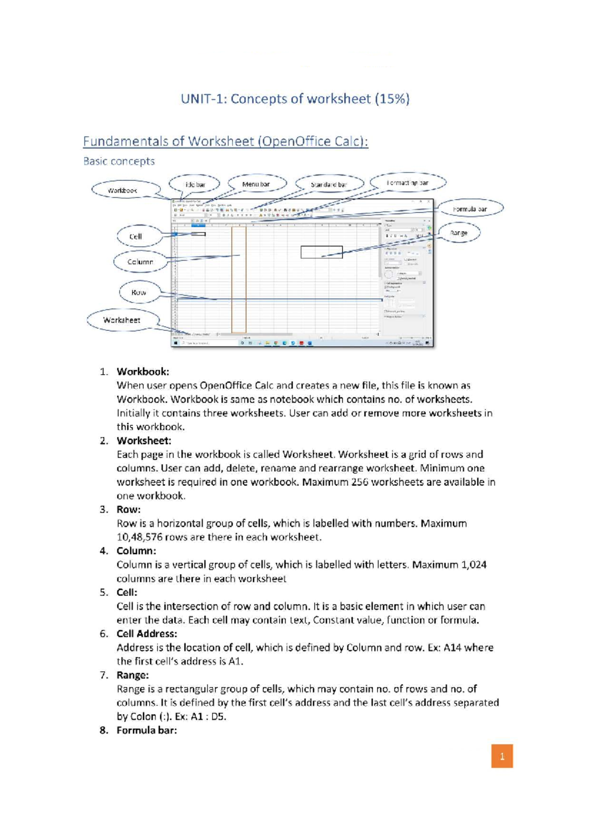 OpenOffice Calc Basics: Understanding Worksheets and Workbooks - Studocu