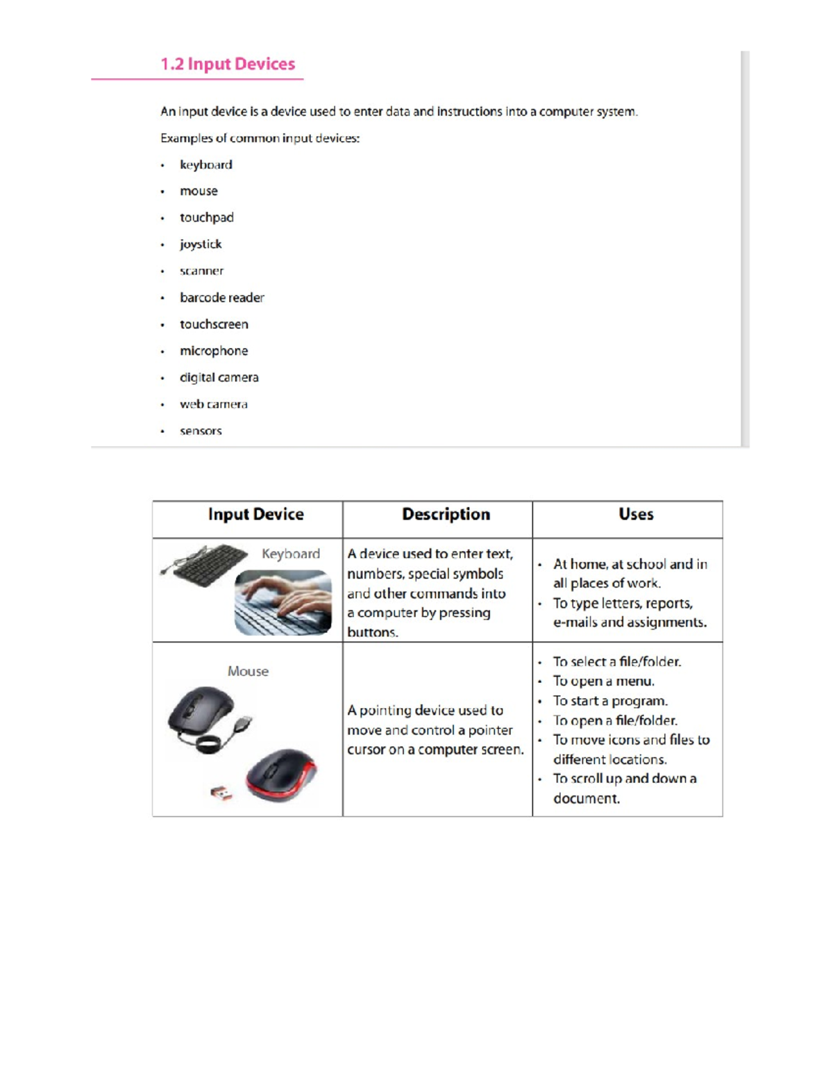 Input and Output Devices Overview: Types and Uses - Studocu