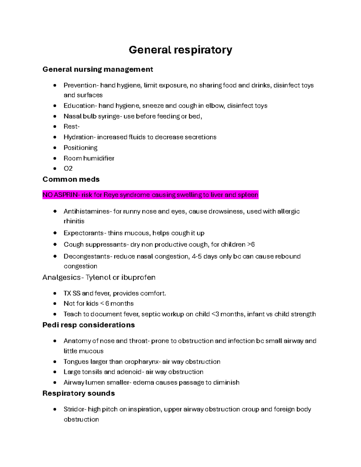COLD AND FLU - NURS 101 Summary on Common Cold and Flu Management - Studocu