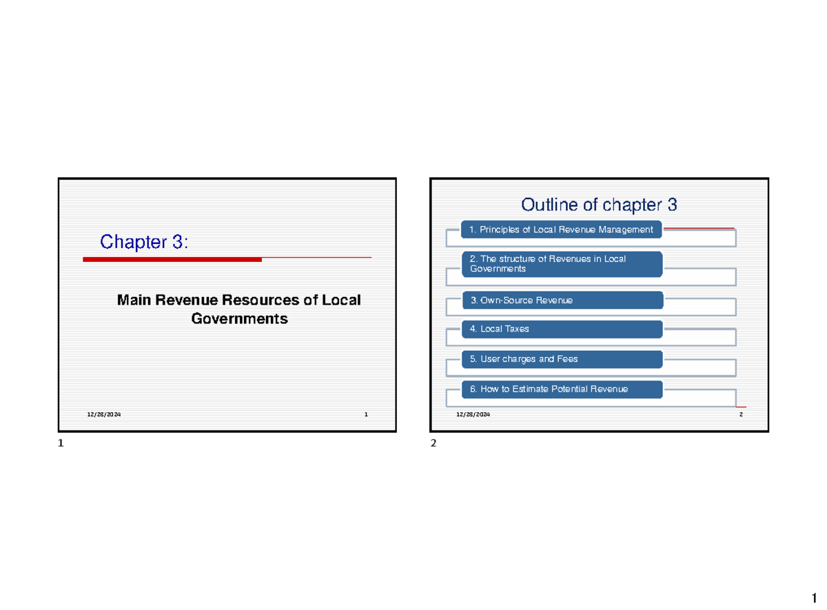 Chapter 3: Principles of Local Revenue Management and Resources - Studocu