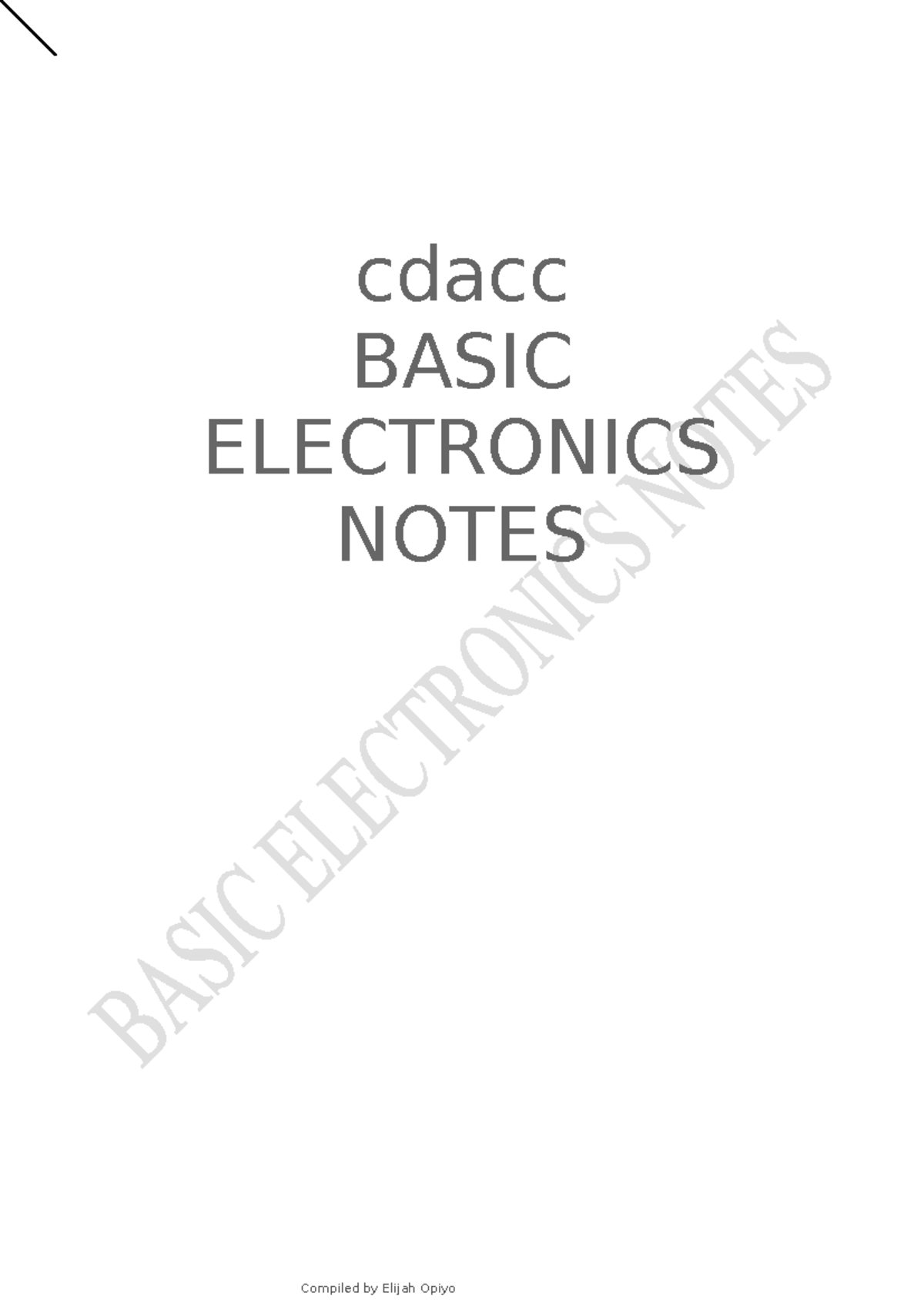 CDACC BASIC ELECTRONICS NOTES: Key Concepts and Applications - Studocu