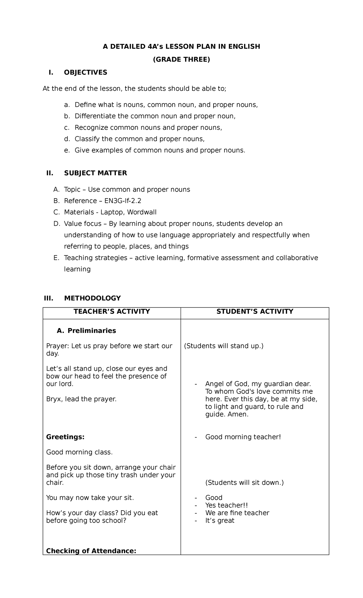 DLP IN NEGZSUSDFIJ - A DETAILED 4A’s LESSON PLAN IN ENGLISH (GRADE ...