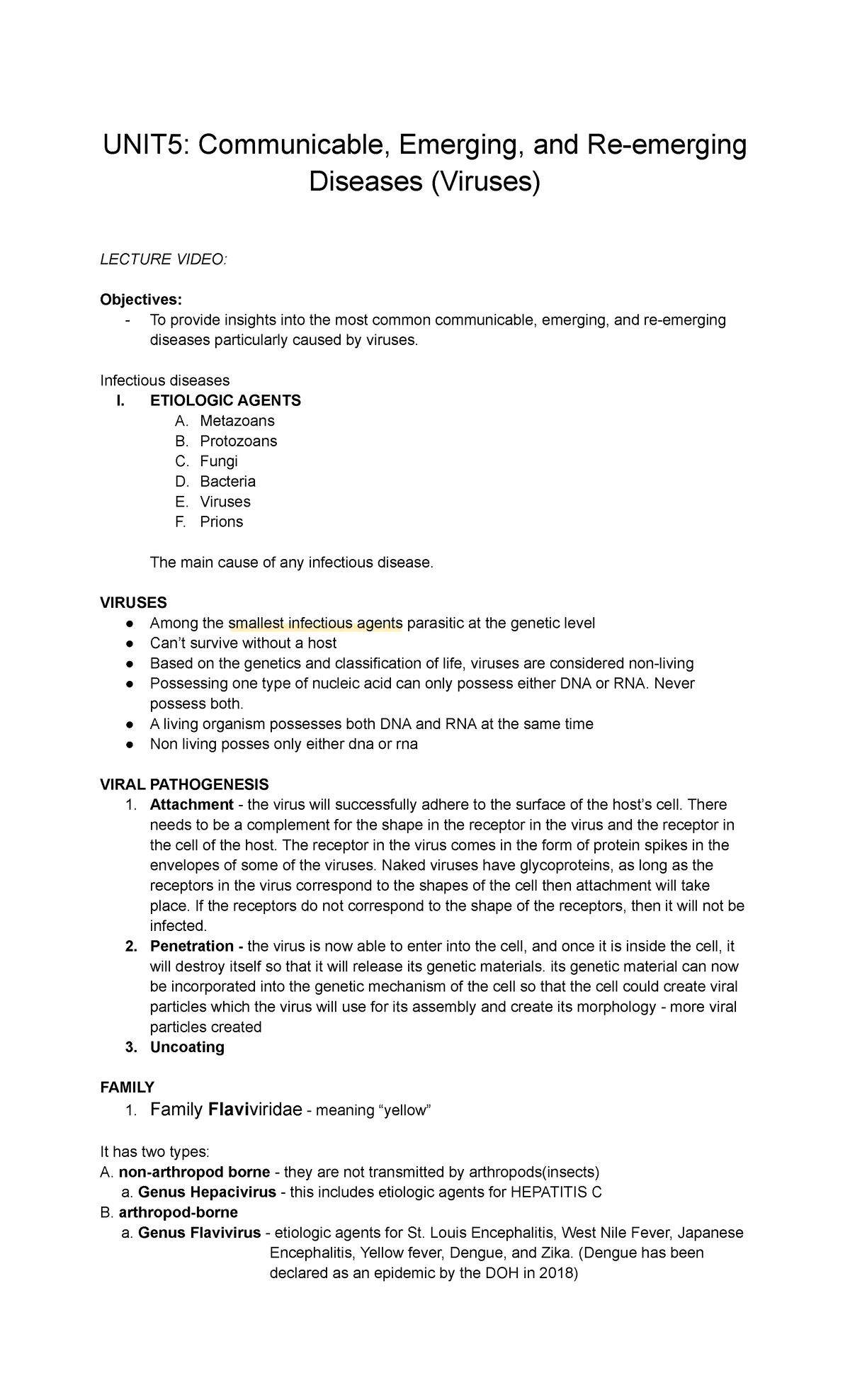 Comm PH UNIT 5-6: Lecture Notes on Communicable Diseases and Viruses ...