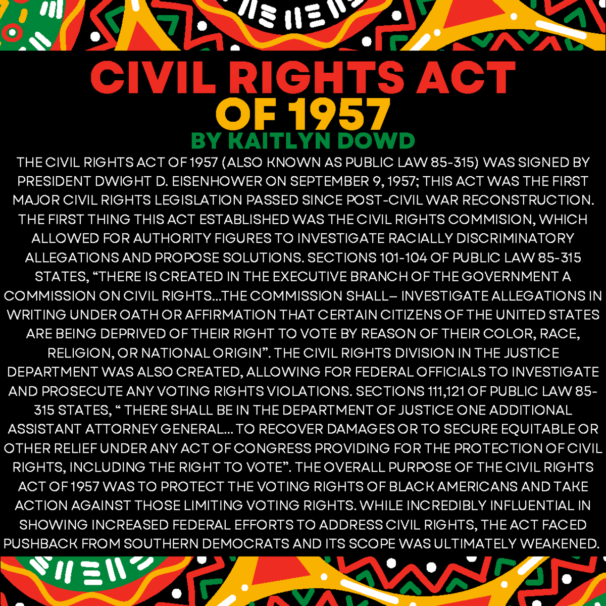 Civil Rights Act of 1957: Project on Voting Rights Legislation - Studocu