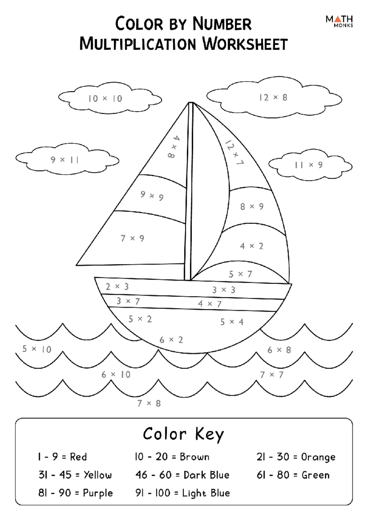 Math Multiplication Coloring Worksheets - Math social learning - COLOR ...