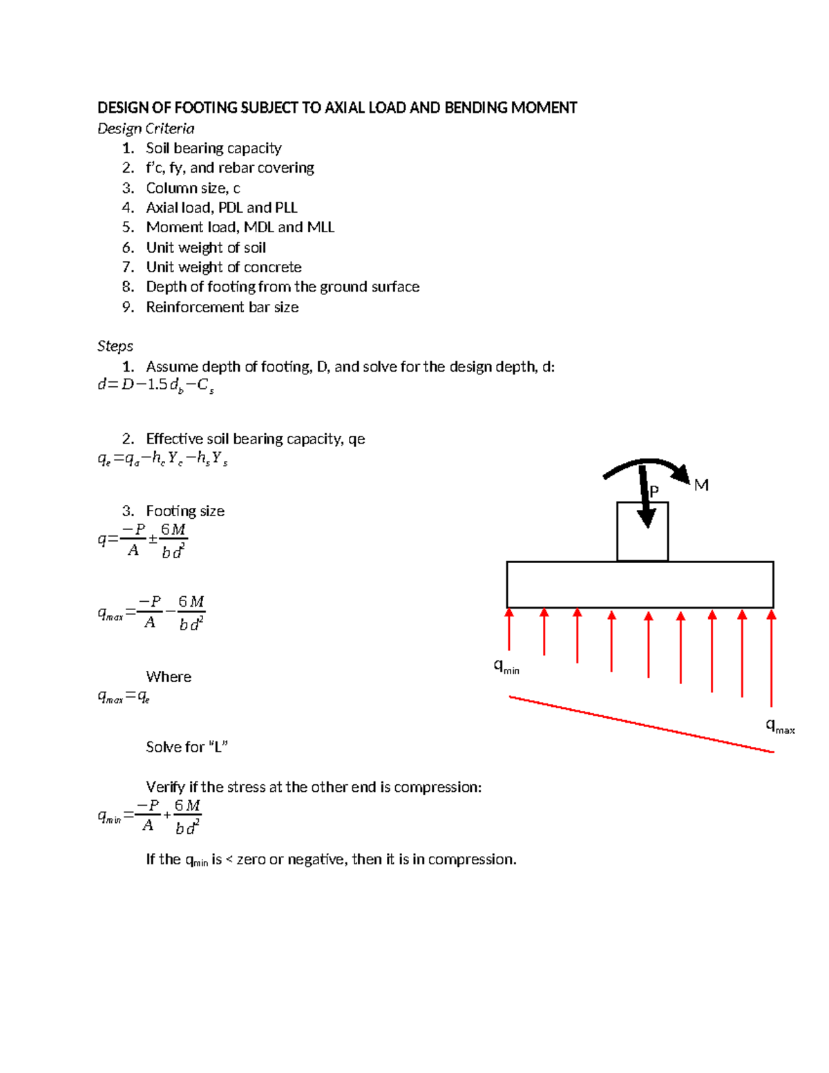 Design of Footing Under Axial Load & Bending Moment for Civil Eng 101 ...