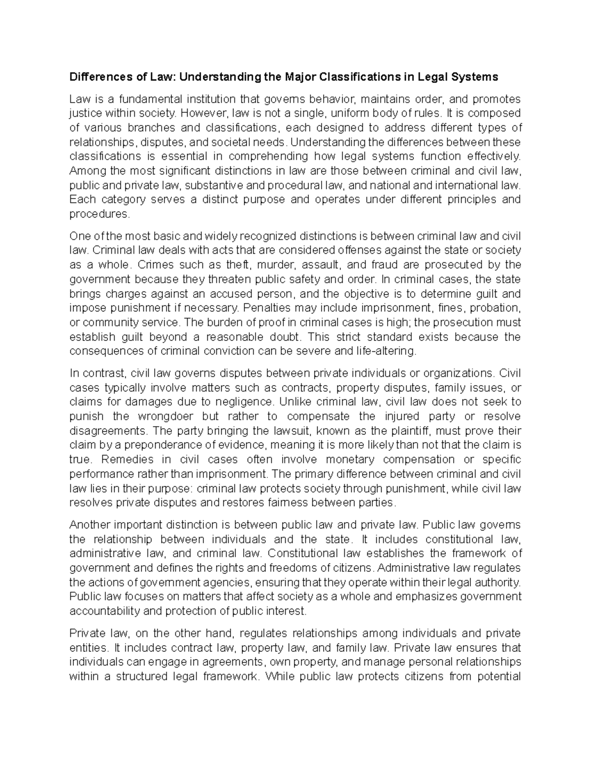 Understanding Major Classifications in Law: A Comprehensive Overview ...