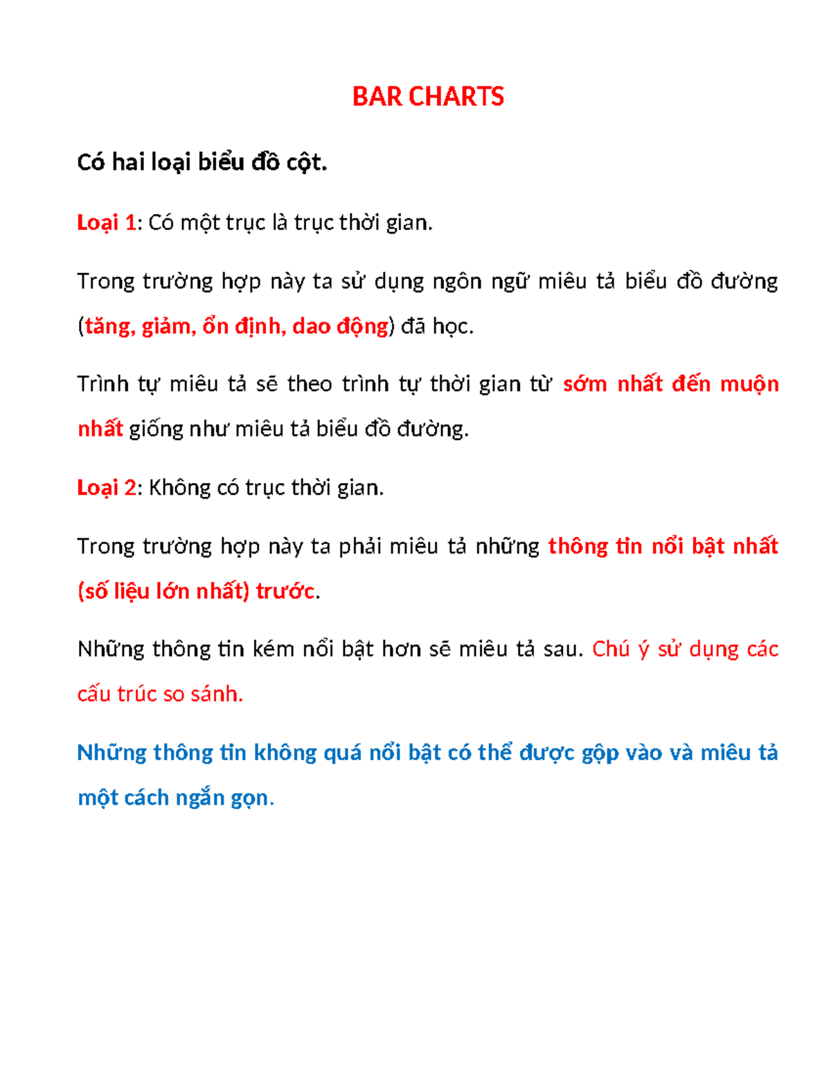 BAR Chart Vocabulary - Bài Tập Học Từ Vựng - Studocu