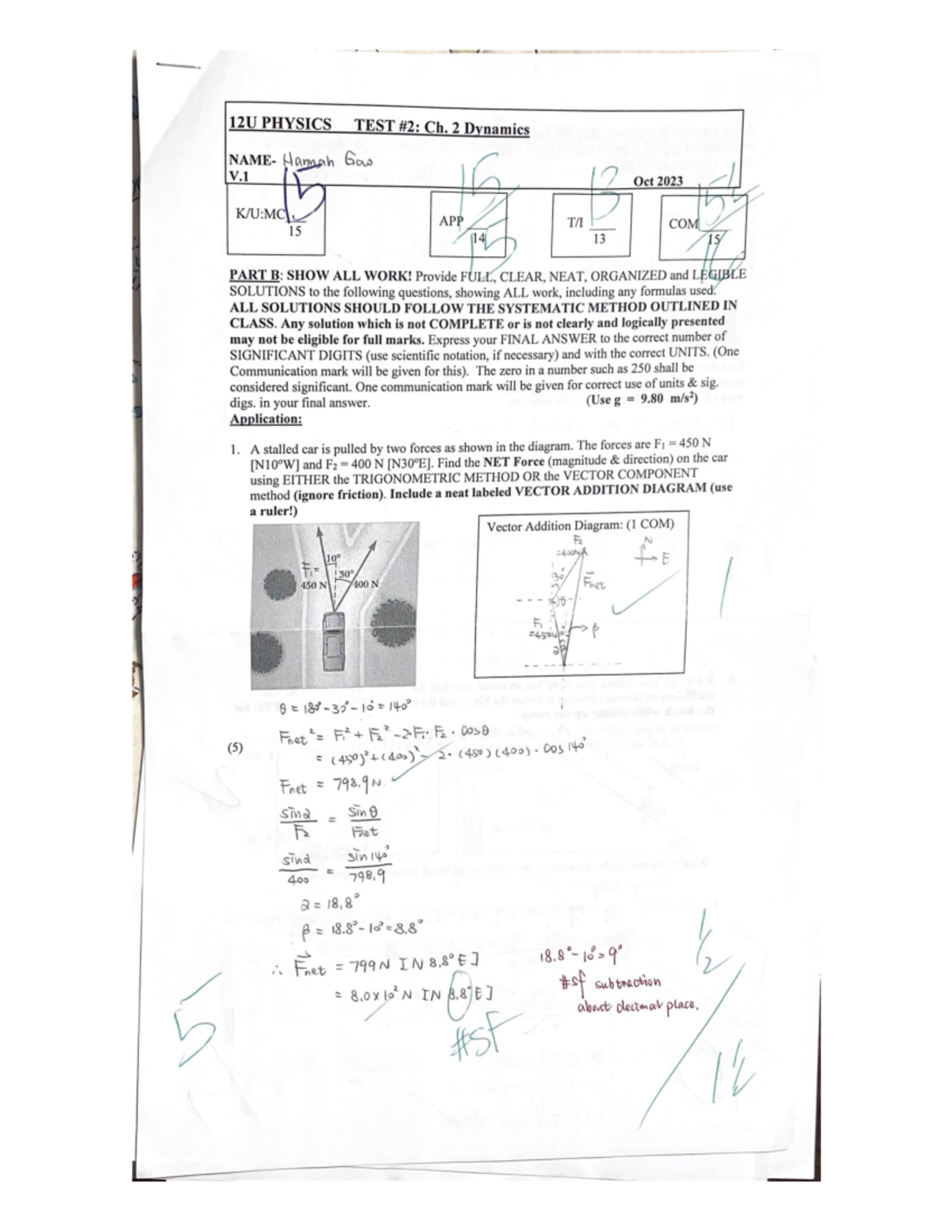 Test 2 - The Phisics Unit 2 Grade 12 in thornlea ss - 12U PHYSICS TEST ...
