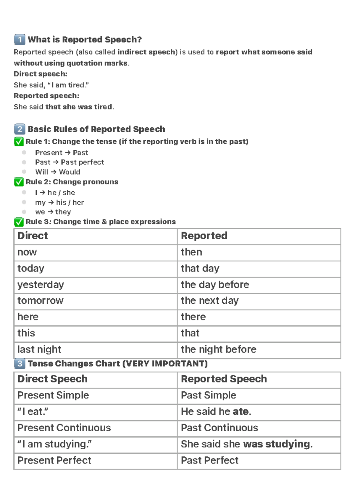 Understanding Reported Speech: Key Rules and Examples - Studocu