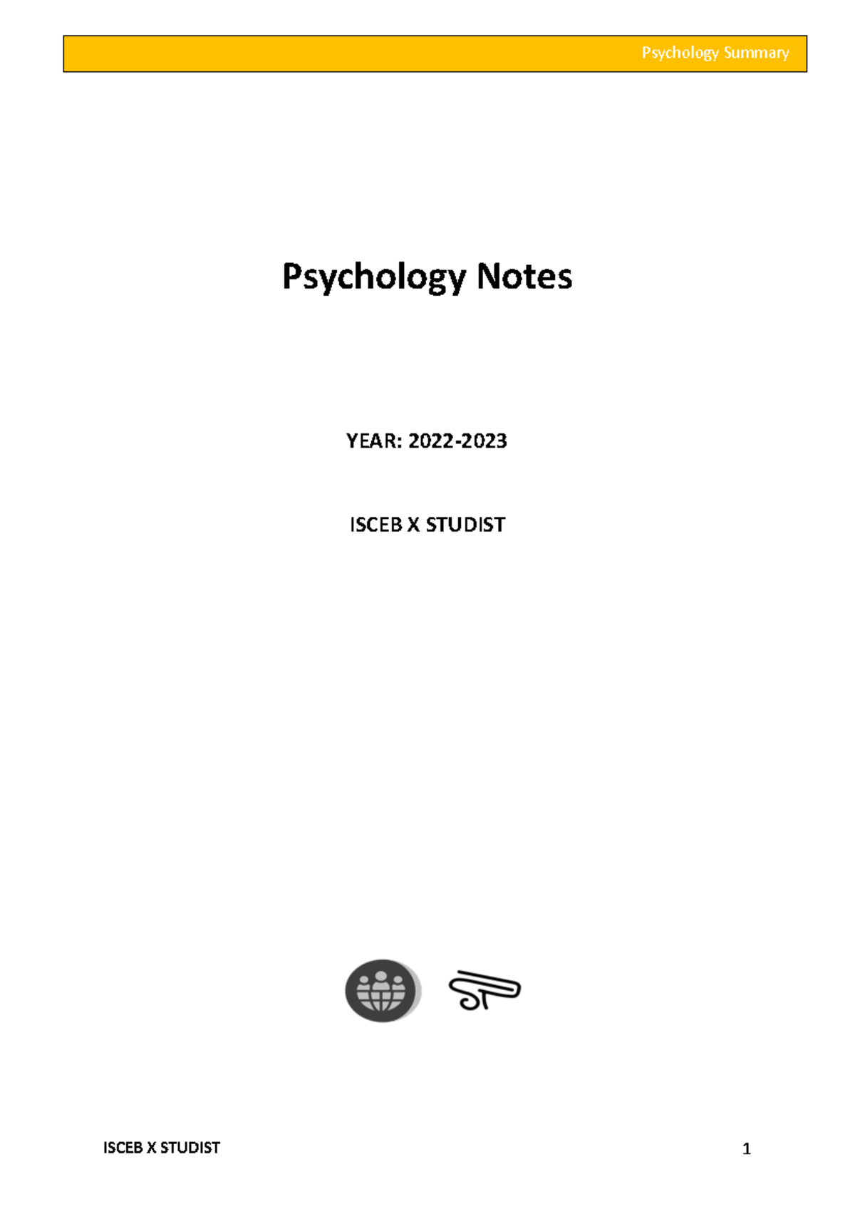 ISCEB X STUDIST Psychology Final Exam Notes for 2022-2023 - Studocu