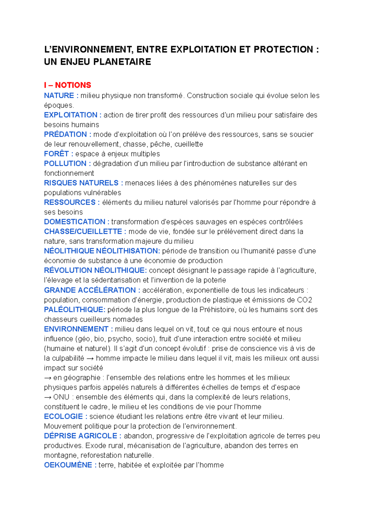 Révisions HGGSP : Entre Exploitation et Protection de l'Environnement ...