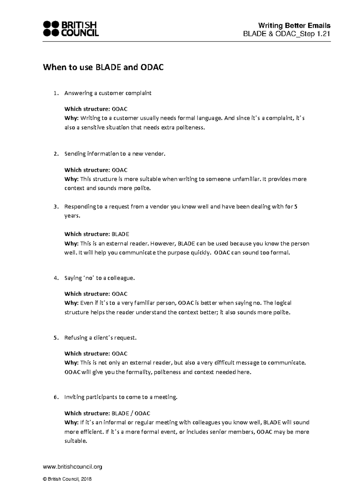BLADE & ODAC Step 1: Techniques for Effective Email Writing - Studocu