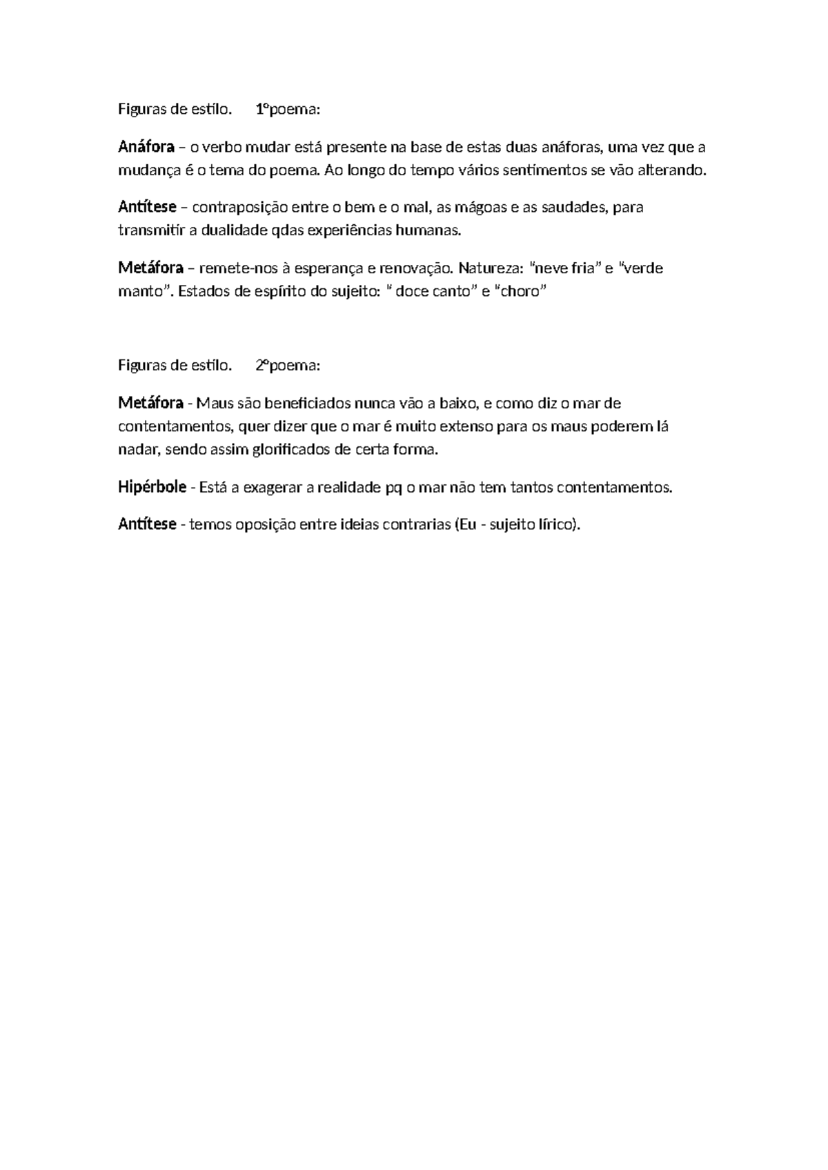 Apresentação poemas - Figuras de estilo. 1°poema: Anáfora – o verbo ...