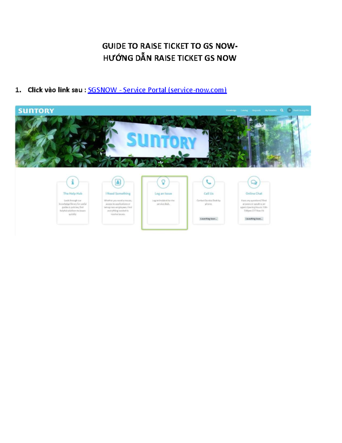 Guide TO Raise Ticket TO GS NOW - Sales Management - GUIDE TO RAISE ...