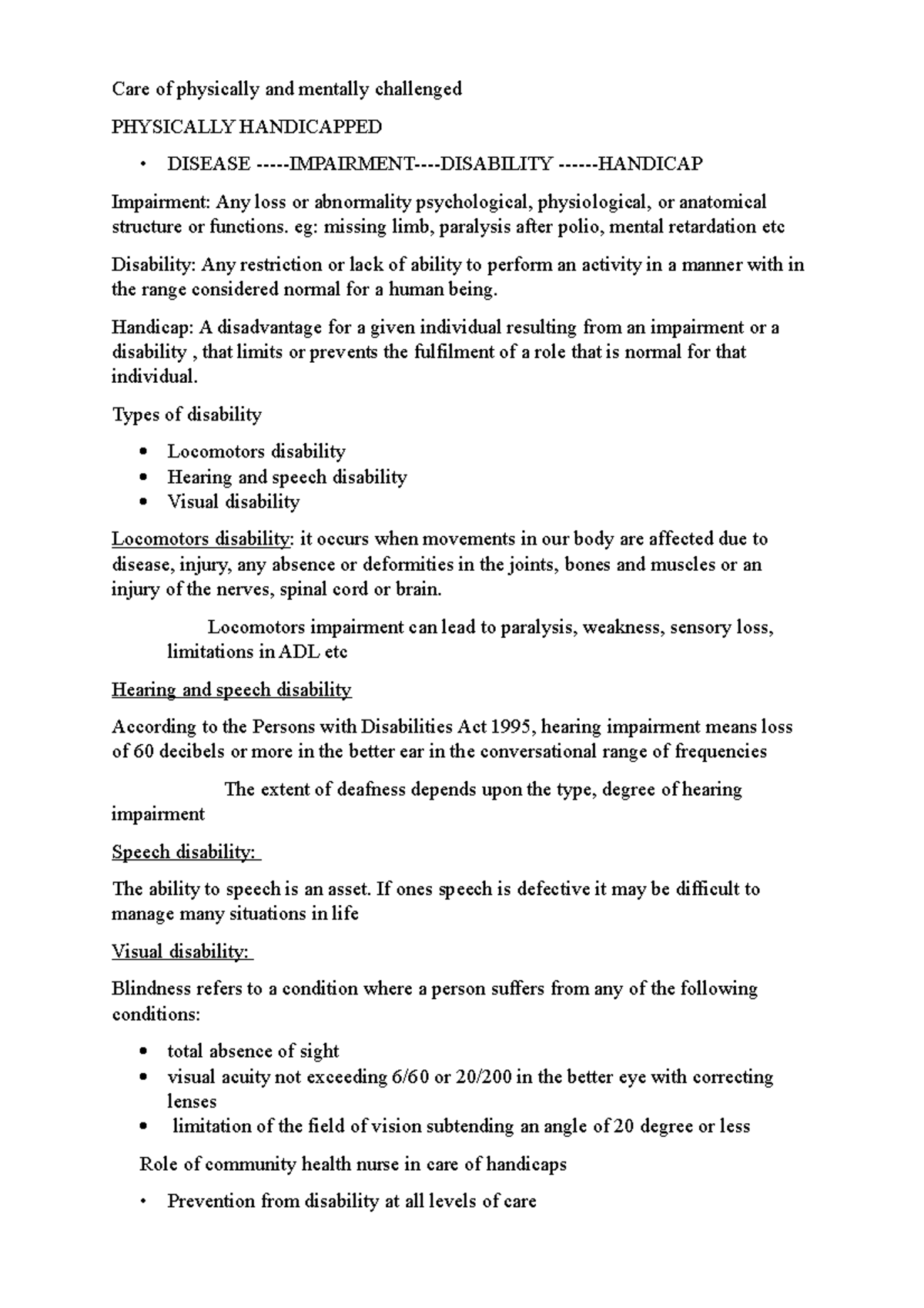 Care of Physically and Mentally Challenged Individuals: An Overview ...