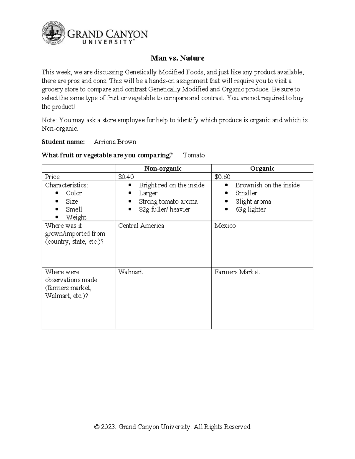 BIO 220 T4 Man vs Nature - Genetically Modified Foods Worksheet - Studocu