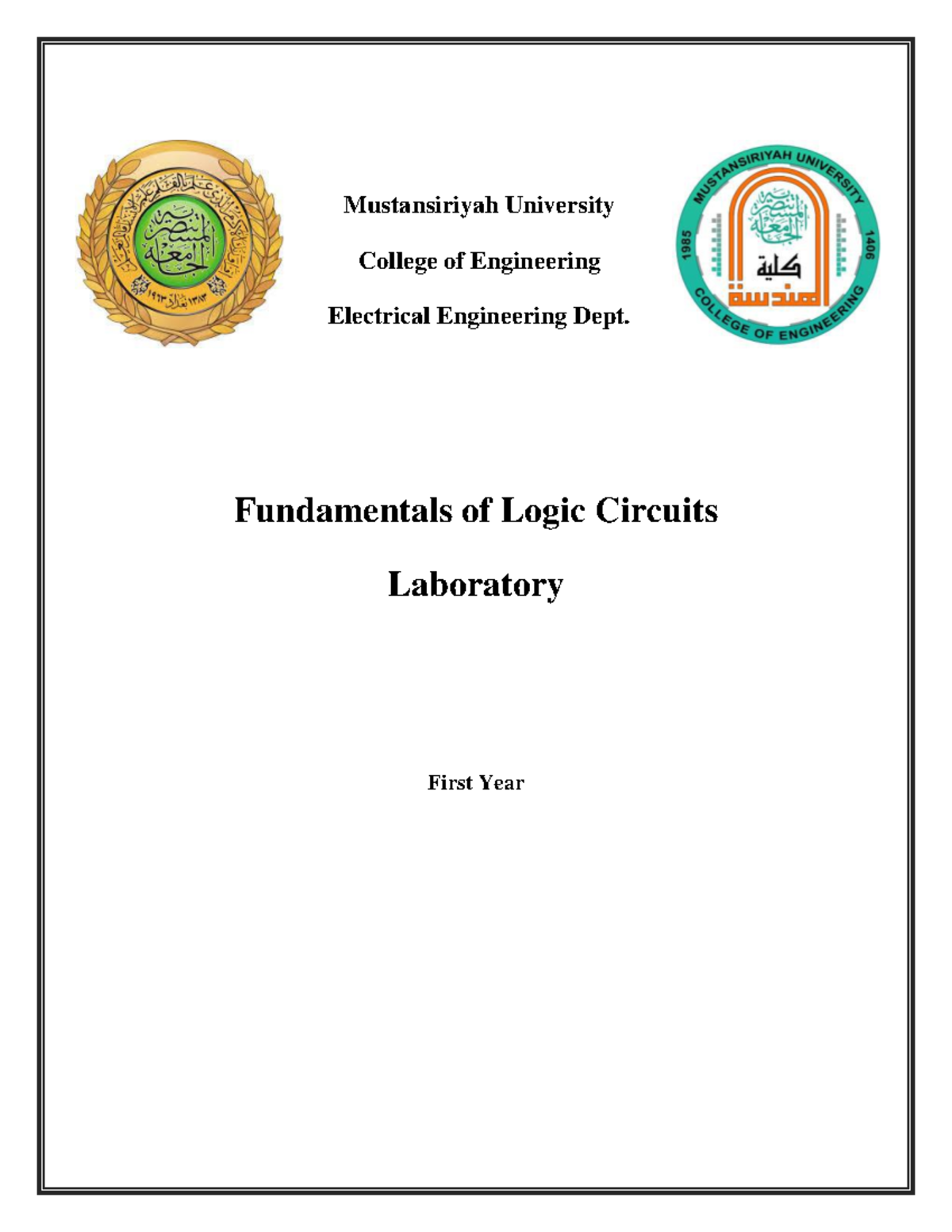 Mustansiriyah University 2502: Logic Circuits Lab Exp. 5 - Comparators ...