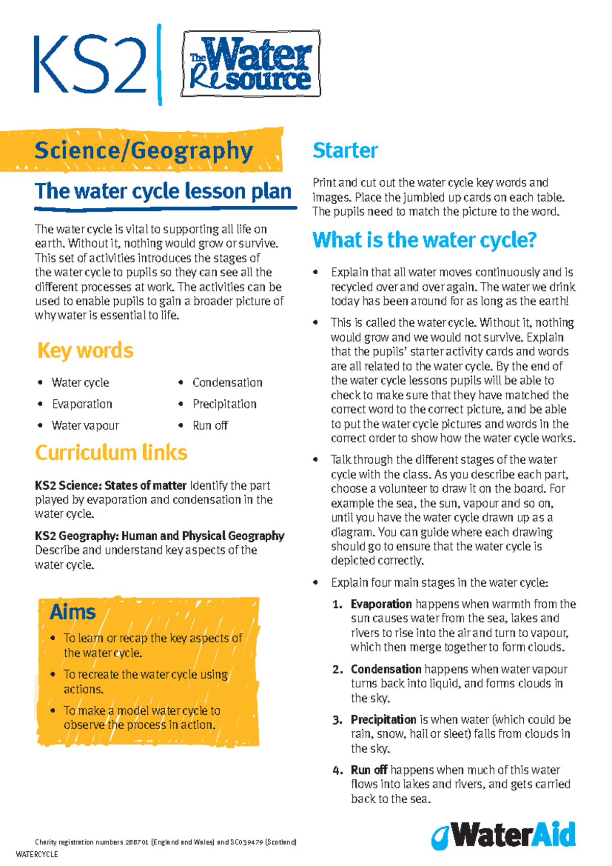 Water cycle ks2 lesson plans - The water cycle lesson plan The water ...