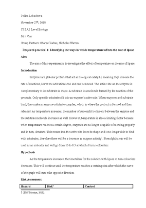 Beetroot practical write up - RP4 A-level Biology - 10/1/2024 Suki ...