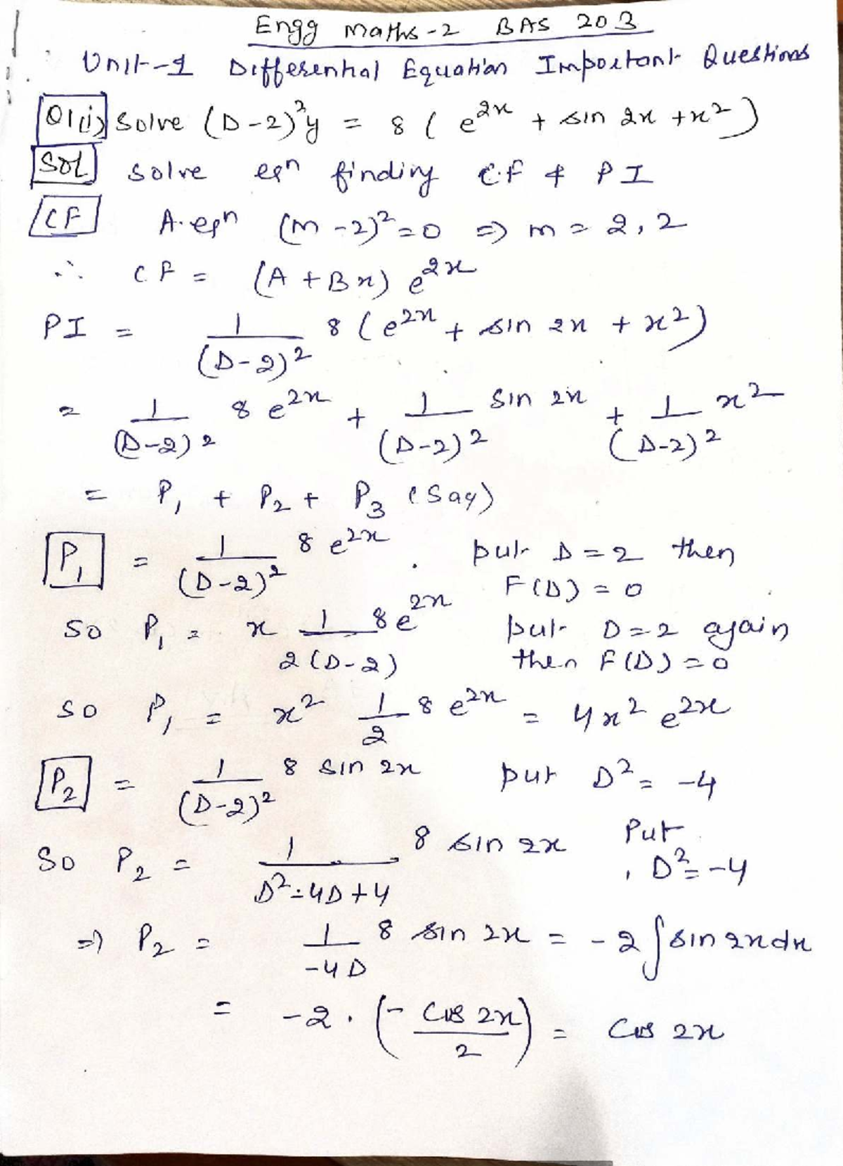 Maths 2 BAS203 Unit 1 Important Questions Bank - Studocu