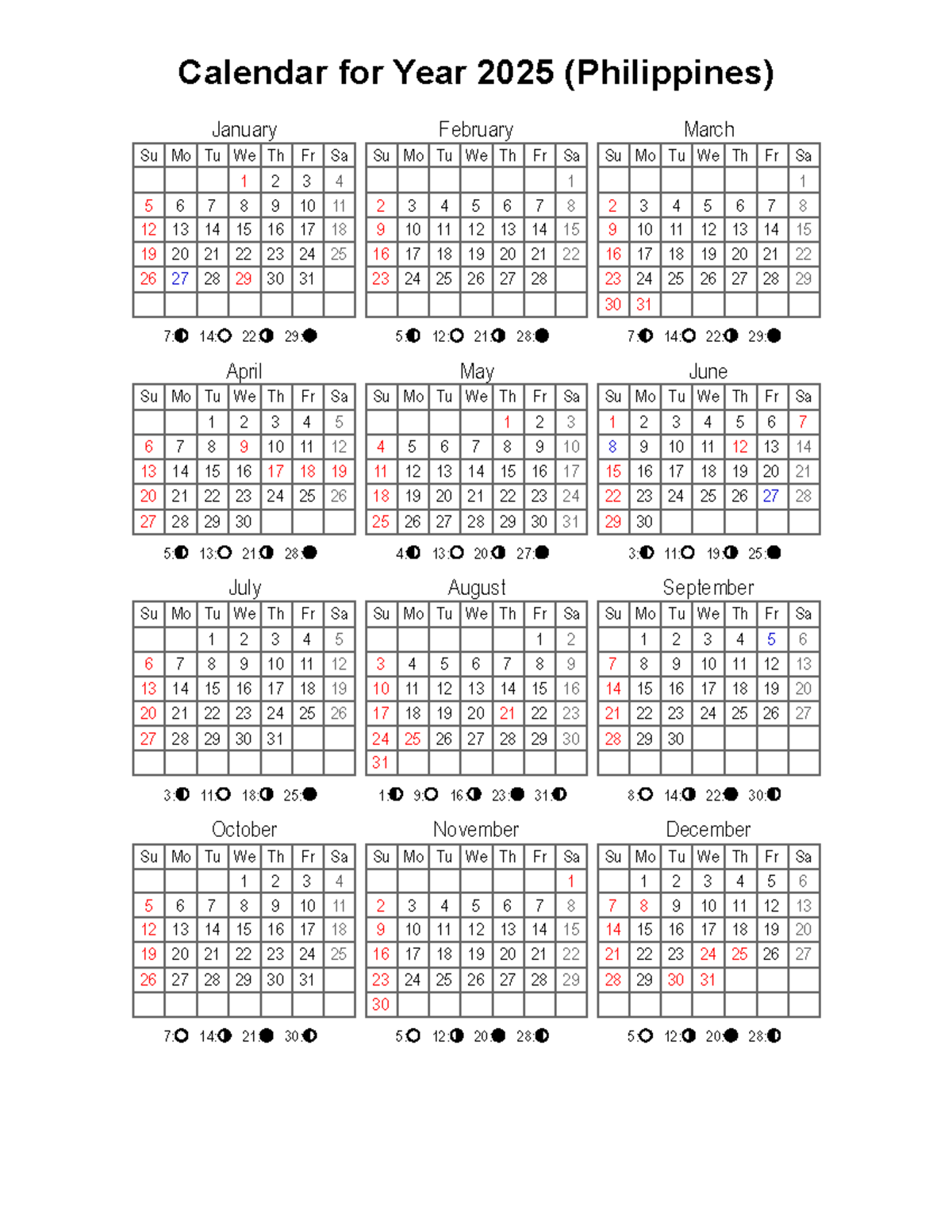 2025 Calendar Overview for the Philippines - Studocu