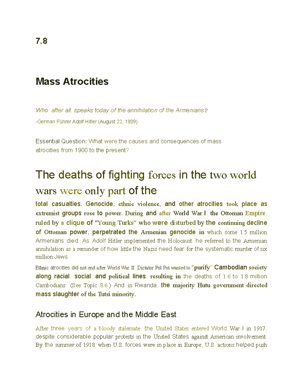 Unit 7 - 7.8 Mass Atrocities: Causes and Consequences from 1900 to ...