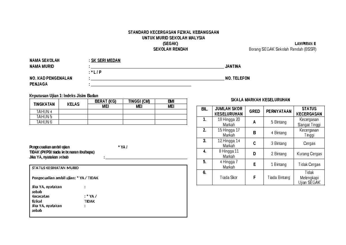 Borang Segak 2021 - good - STATUS KESIHATAN MURID Pengecualian ambil ...