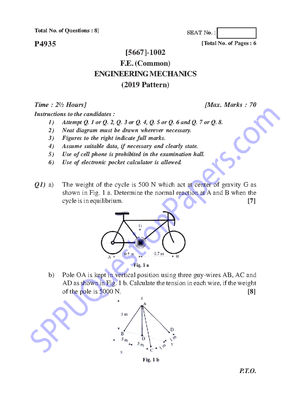 Engineering Mechanics Exam Paper [5667] - F.E. (2019 Pattern) - Studocu