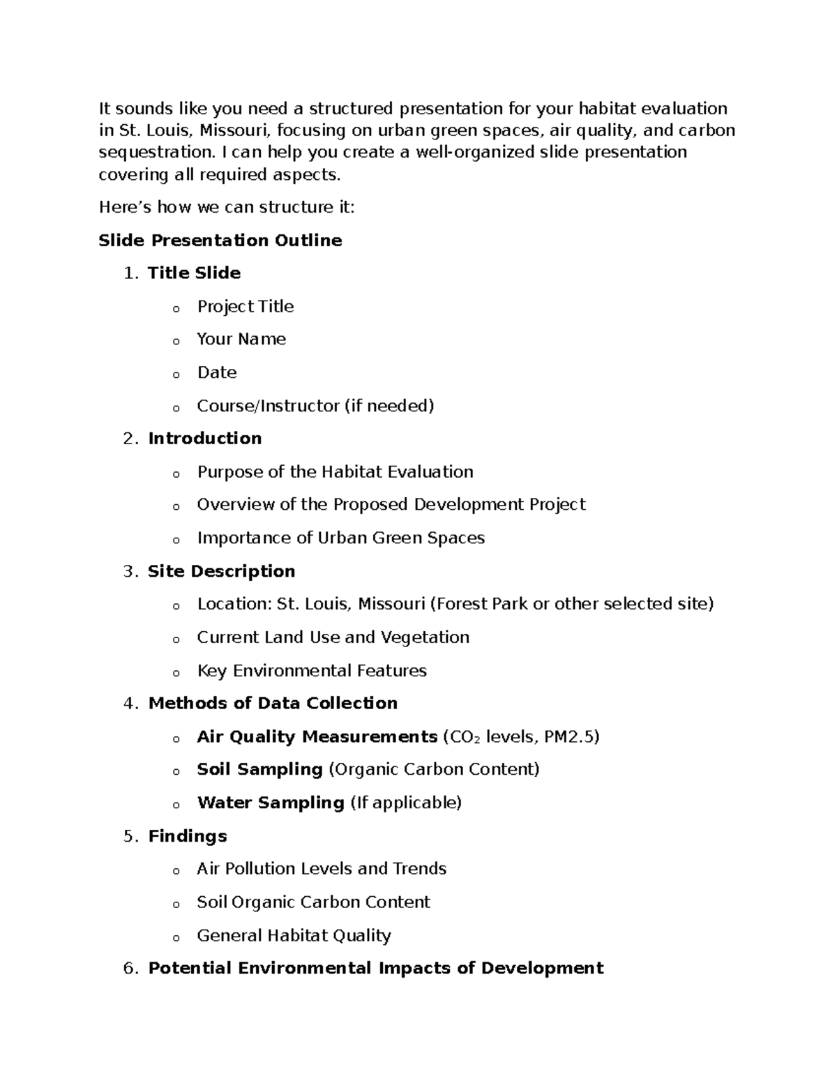 ENV 220 Milestone 1: Habitat Evaluation Presentation Outline - Studocu