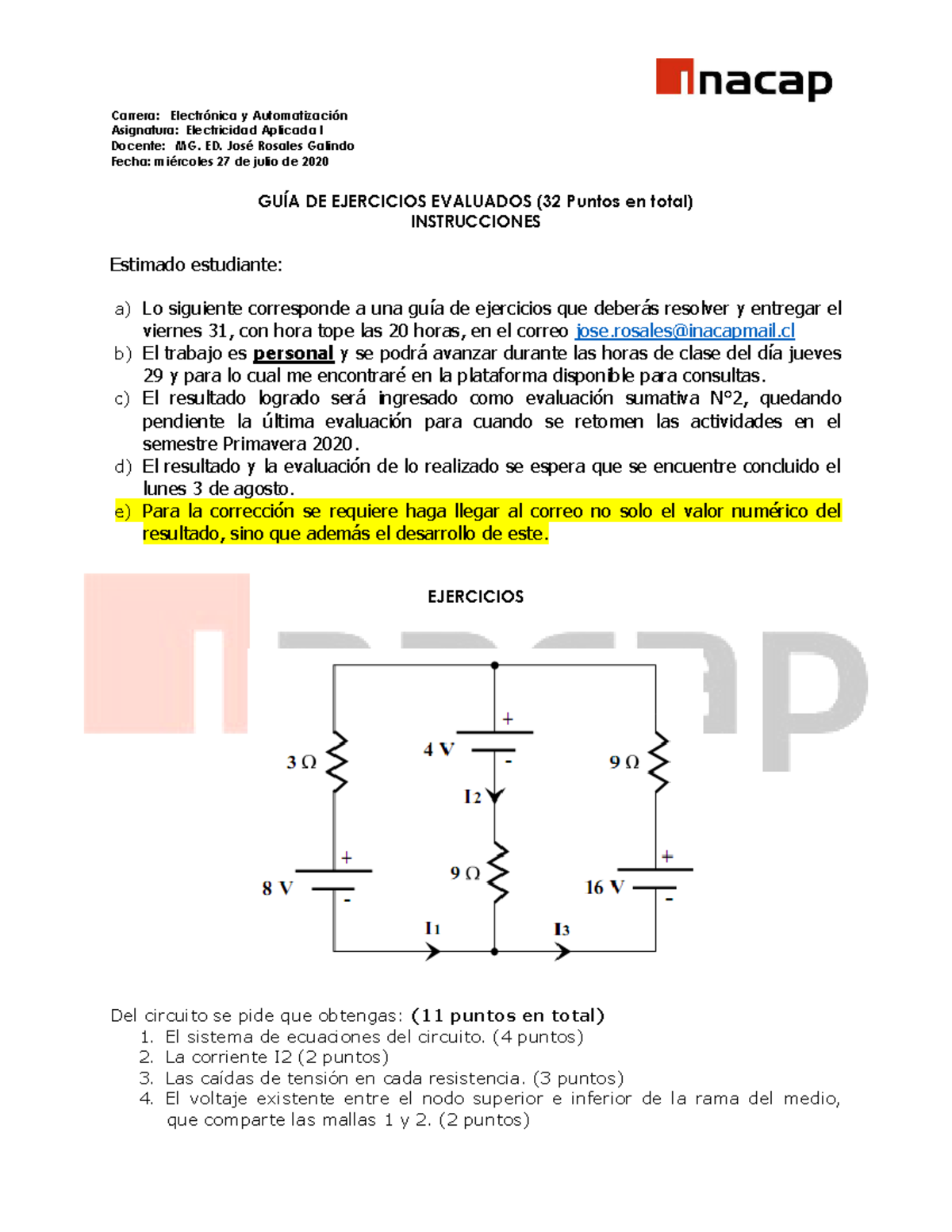 Ejercicios Análisis Y Resolución DE Circuitos EN Corriente Continua - Carrera: Electrónica y ...