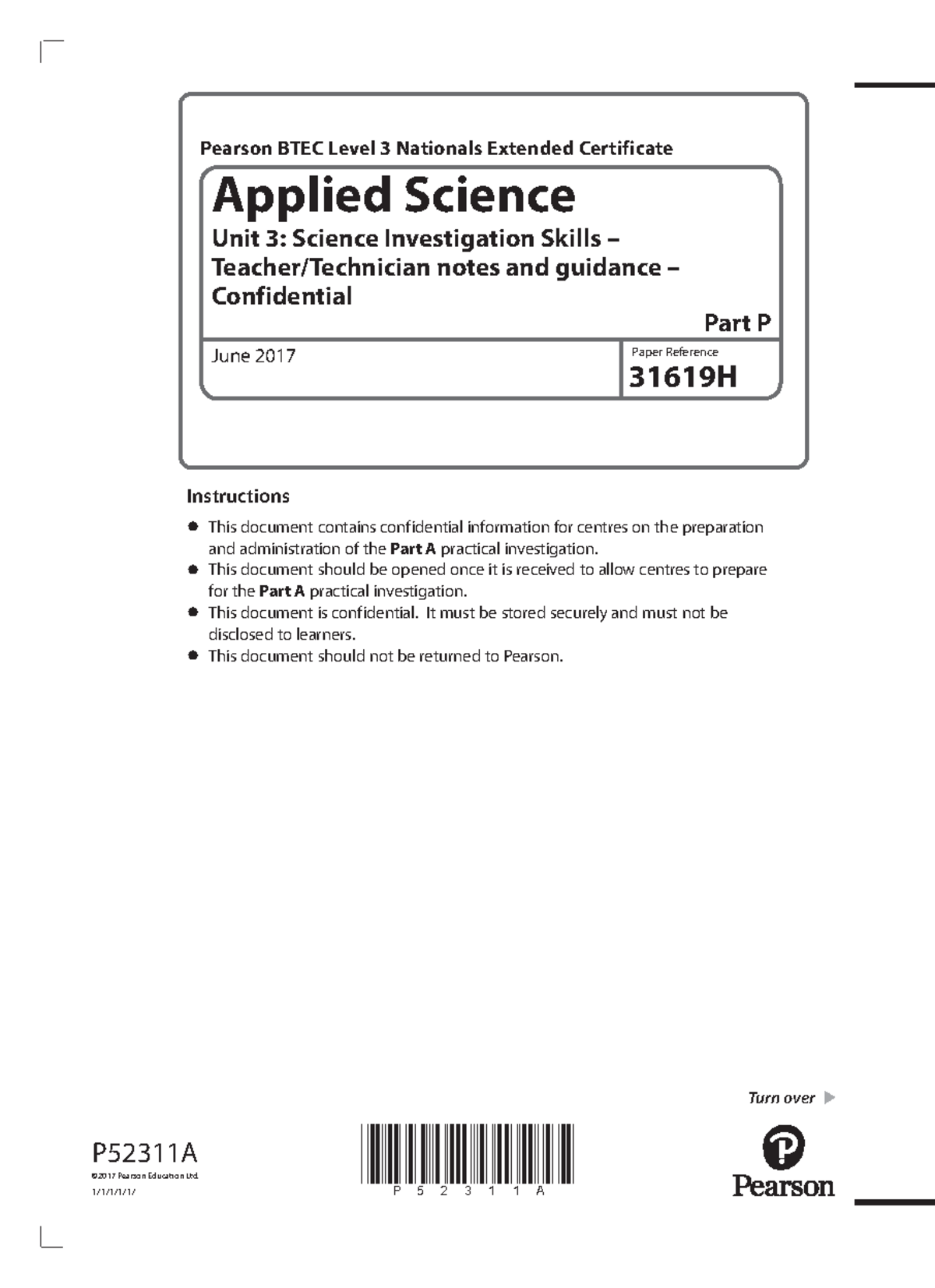 Applied Science Unit 3: June 2017 Practical Investigation Guidance ...