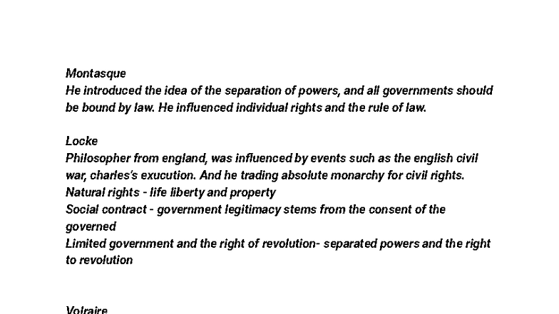 The Enlightenment Notes: Key Ideas and Influences on Governance - Studocu