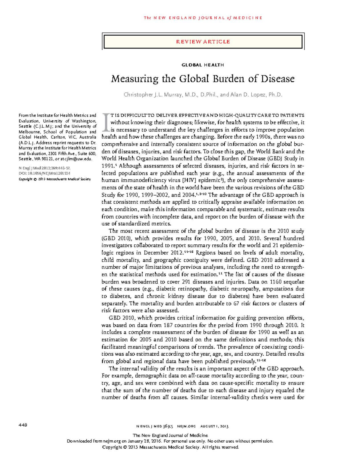 Global Burden of Disease Analysis: Insights from GBD 2010 Study - Studocu