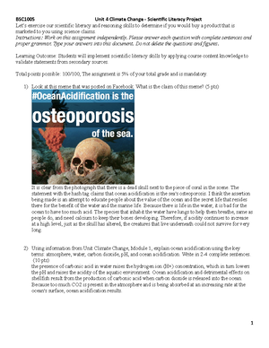 BSC1005 Energy Project - Let’s exercise our scientific literacy and ...