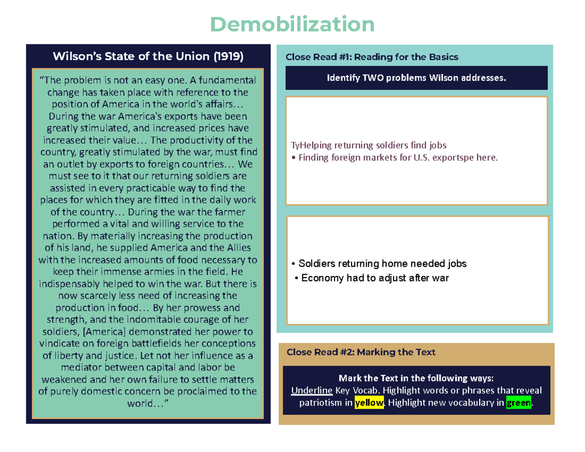 Post-WW I Demobilization & Foreign Policy Analysis (Topics 7.7 & 7.8 ...