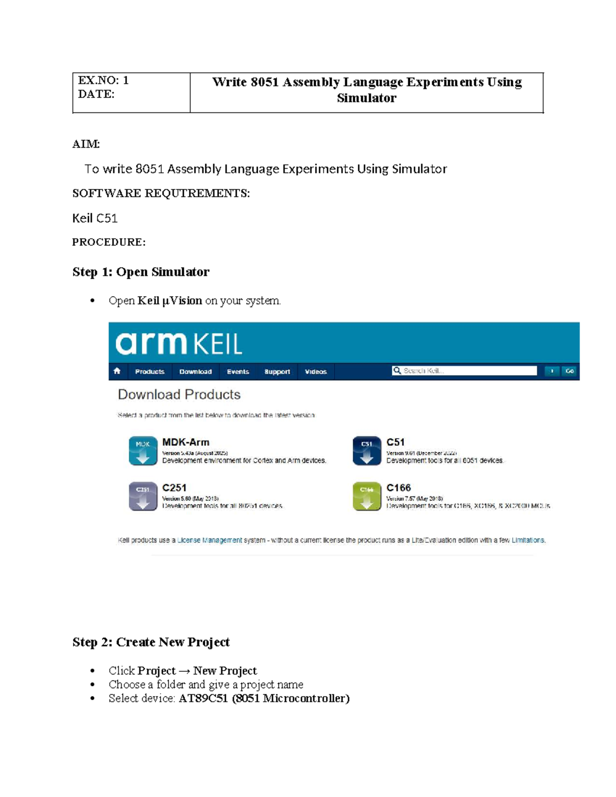 8051 Assembly Language Experiments Lab Manual (Embedded Lab) - Studocu