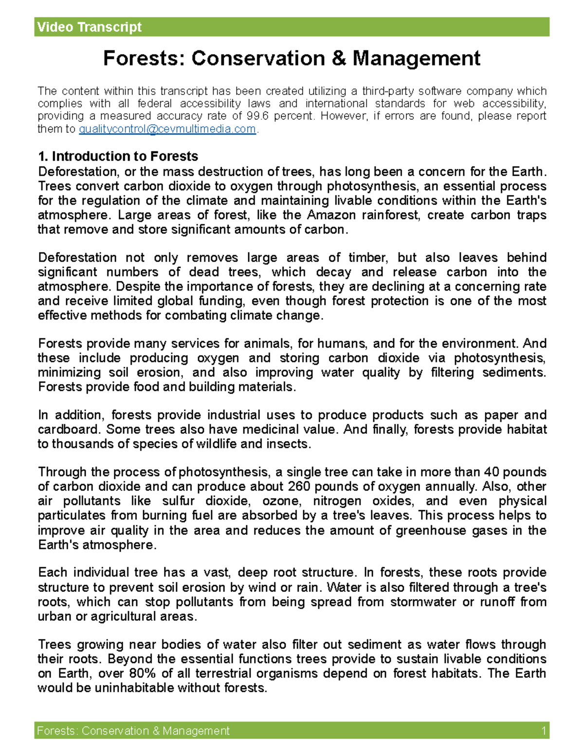 Forests: Conservation Management Strategies (CEV80556) - Studocu