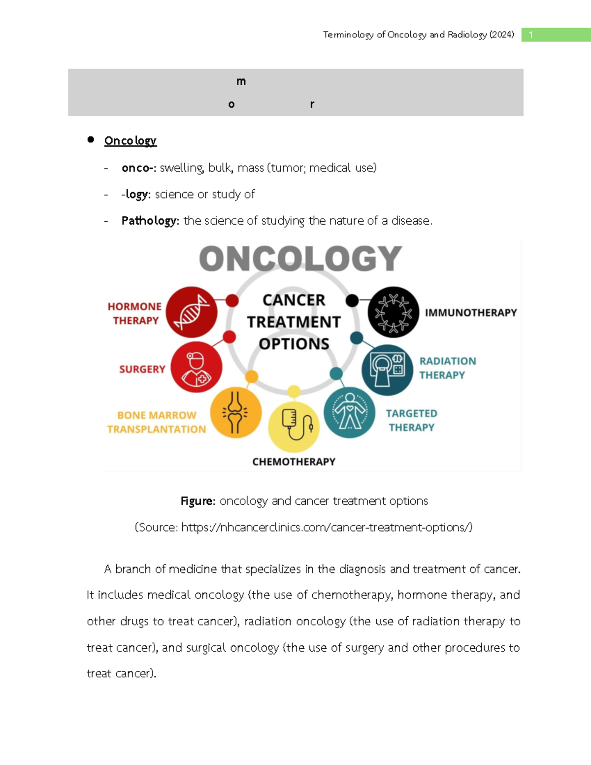 Oncology and Radiology Terminology Overview (2024) - Studocu