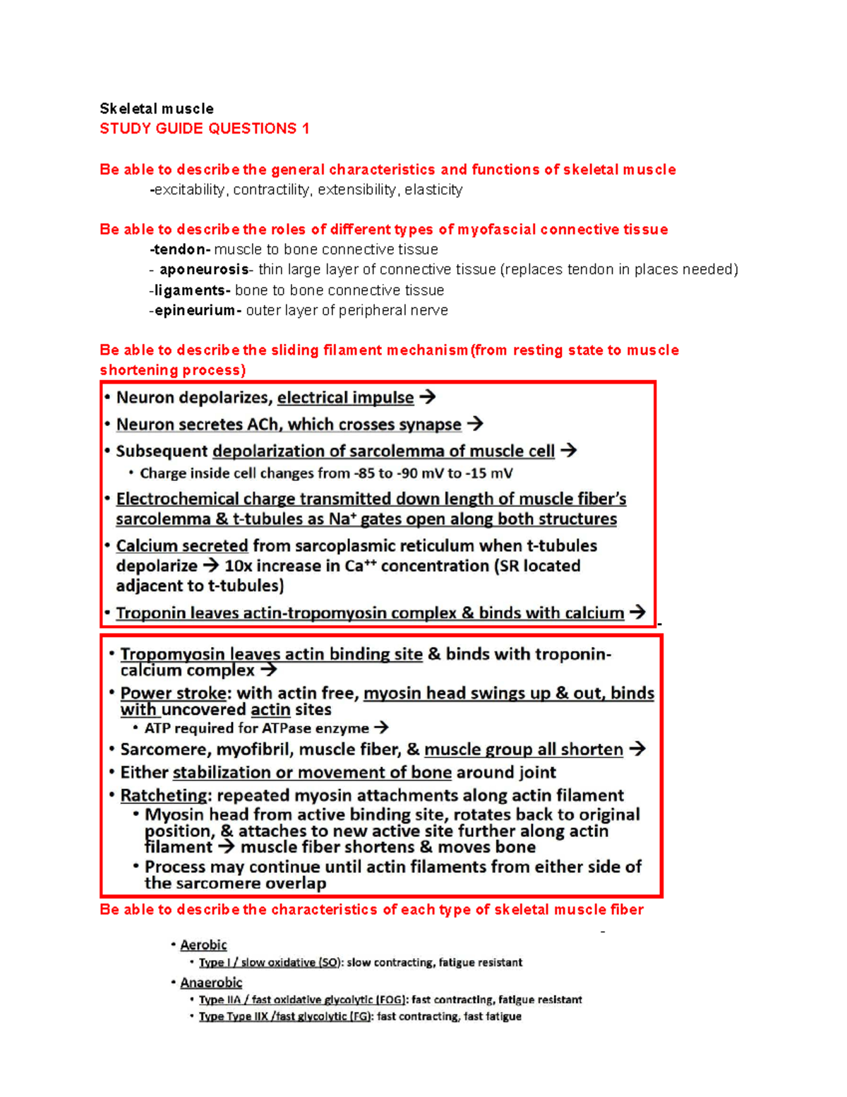 PEMJ 320-01 Skeletal Muscle Study Guide: Key Concepts & Mechanisms ...