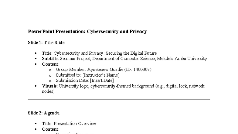 Cybersecurity and Privacy Seminar Project (CS 101) Presentation - Studocu