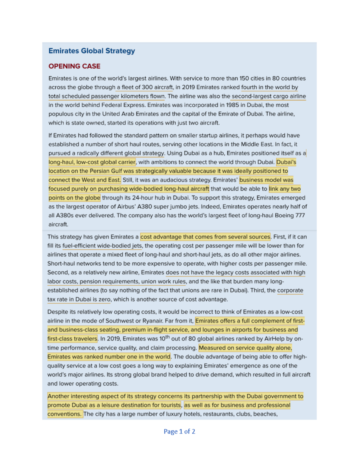 Emirates Global Strategy - Commerce 4Sa3 - Page 1 of - Studocu