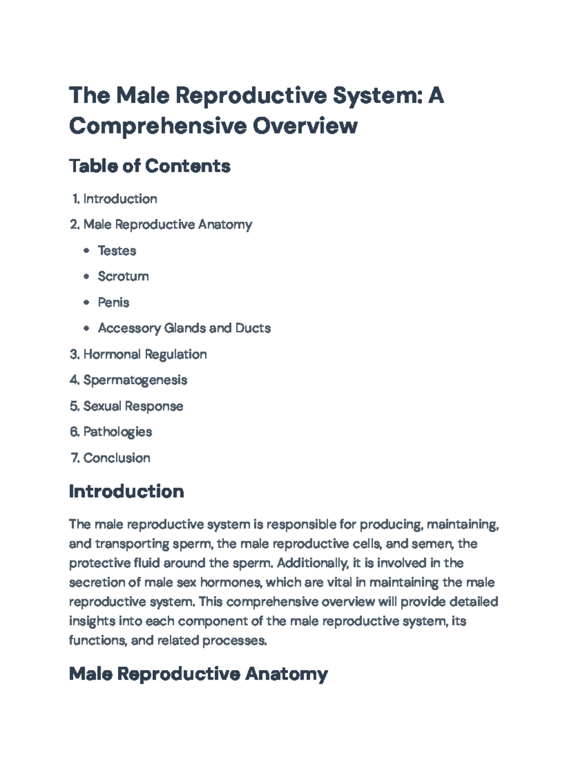 Comprehensive Overview of the Male Reproductive System: Anatomy ...