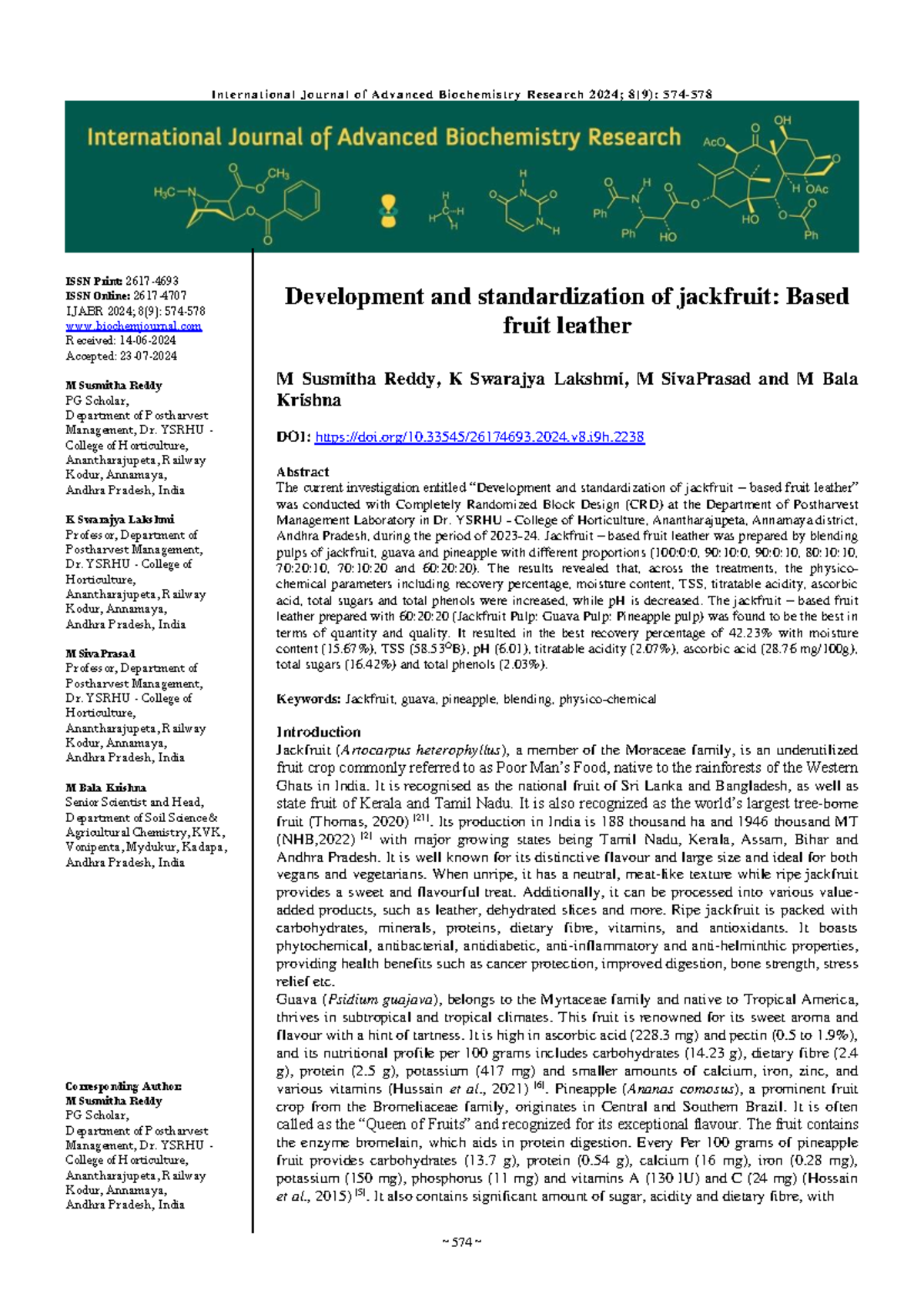 Development and Standardization of Jackfruit-Based Fruit Leather (IJABR ...