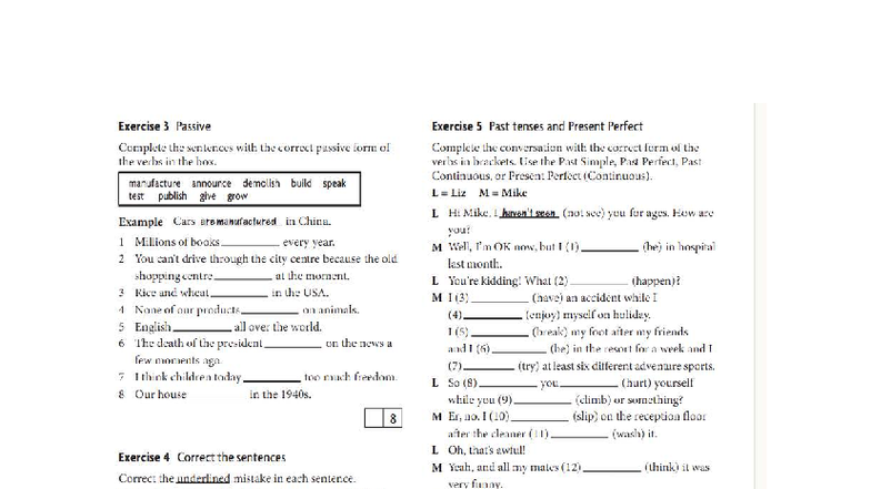 Headway INT Progress Test 2A & 2B Exercises Review - Studocu