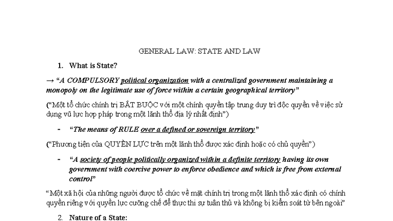 GENERAL LAW: STATE AND LAW - Key Concepts and Functions - Studocu