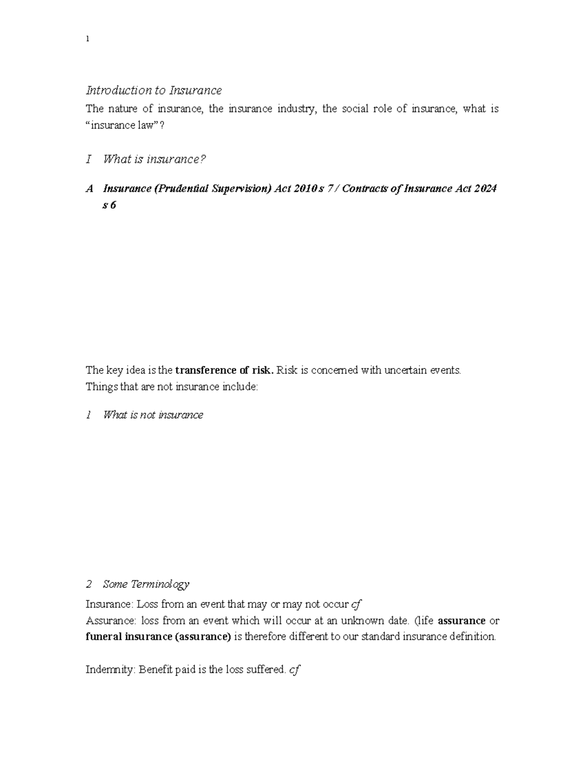 Insurance Law Notes: Understanding Key Concepts and Reforms - Studocu