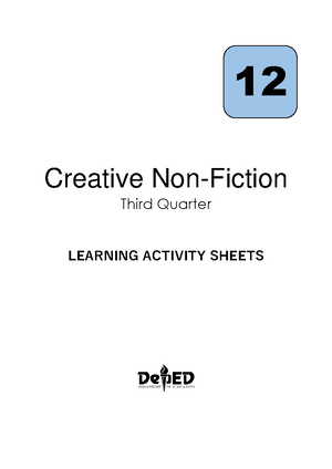 English Quarter 3 – Module 1: Introduction To Creative Nonfiction - 12 ...