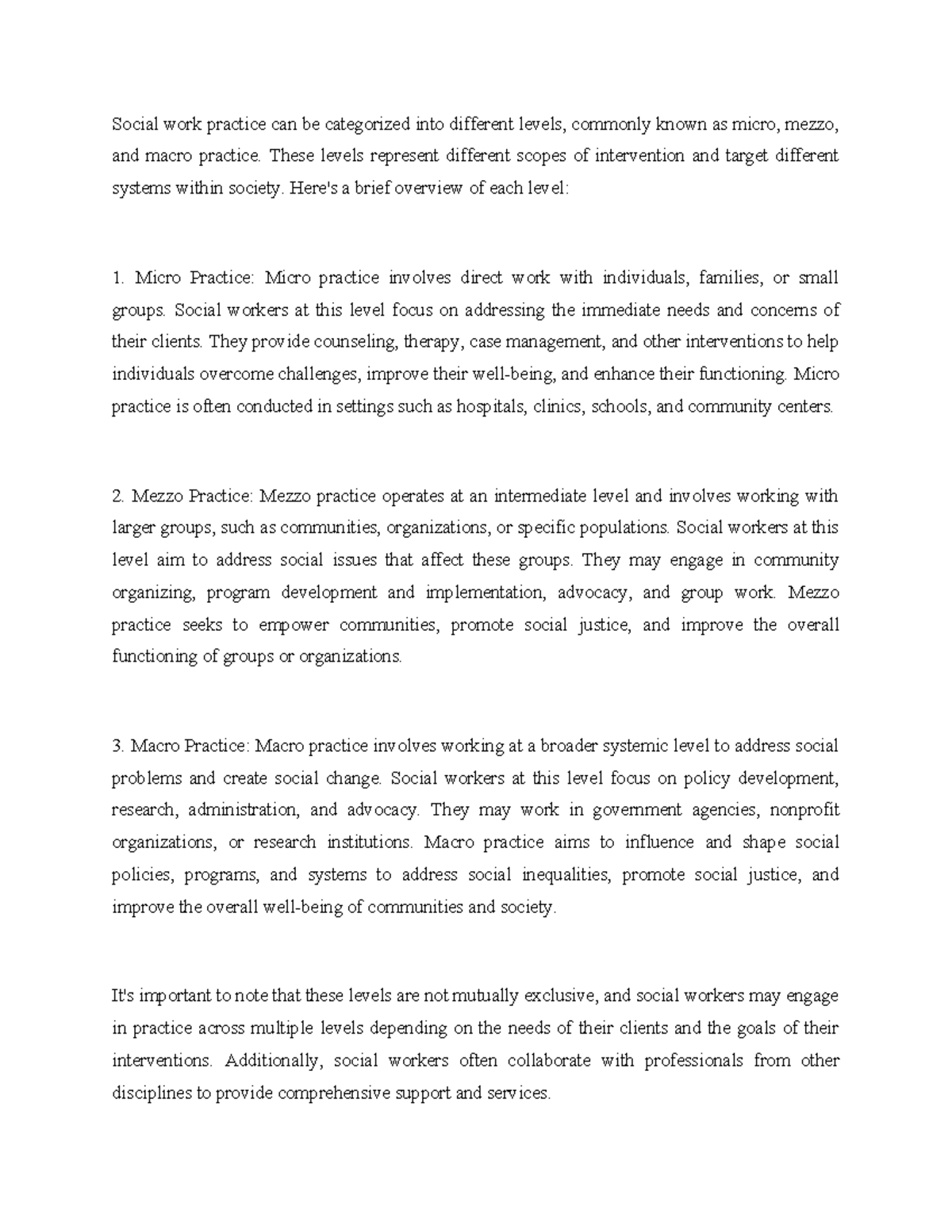 Social Work Practice Levels: Understanding Micro, Mezzo, and Macro ...